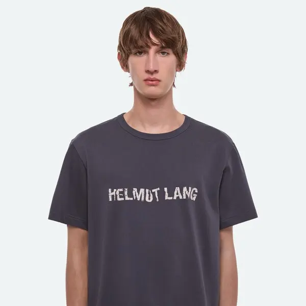 Helmut Lang Crumpled Logo Tee - Slate Blue