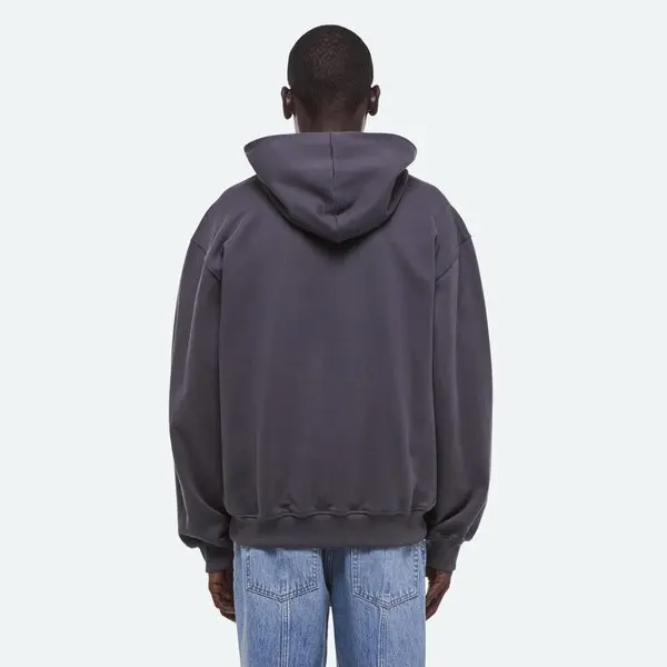Helmut Lang Crumpled Logo Cotton Fleece Hoodie