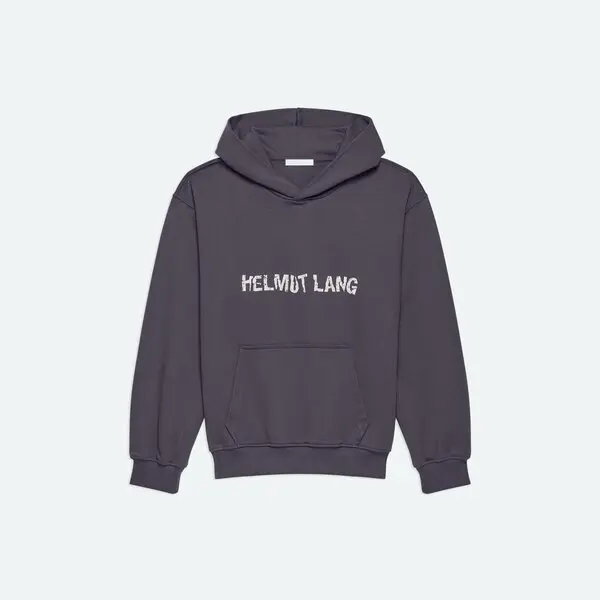 Helmut Lang Crumpled Logo Cotton Fleece Hoodie