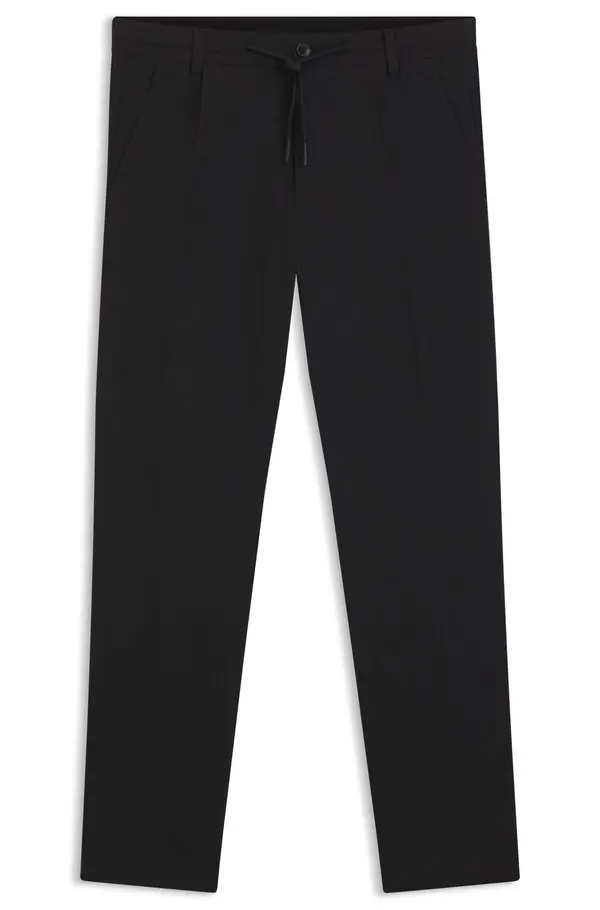 Hugo Performance-stretch Modern-fit Trousers In Ottoman Fabric - Black