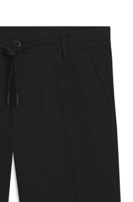 Hugo Performance-stretch Modern-fit Trousers In Ottoman Fabric - Black