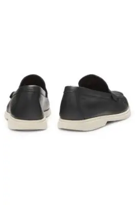 BOSS Grained Leather Loafers - Black