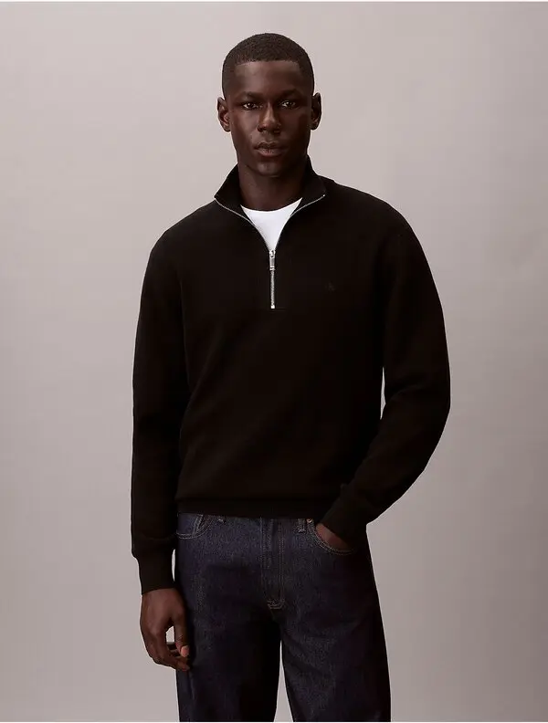 Calvin Klein Smooth Cotton Quarter-zip Sweater
