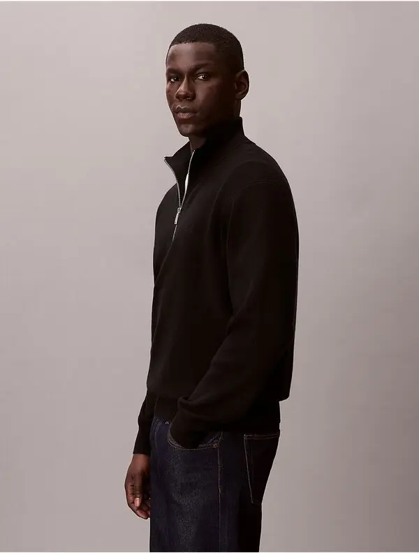 Calvin Klein Smooth Cotton Quarter-zip Sweater