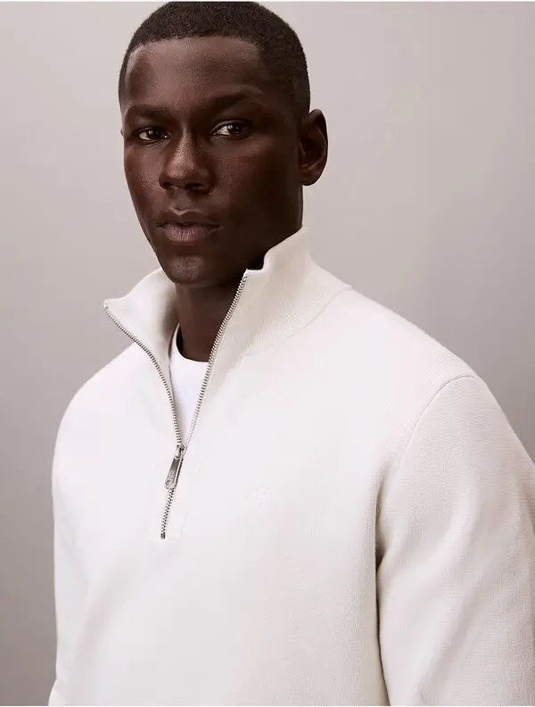 Calvin Klein Smooth Cotton Quarter-zip Sweater