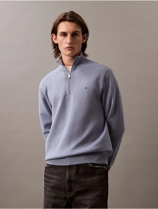 Calvin Klein Smooth Cotton Quarter-zip Sweater - Tempest