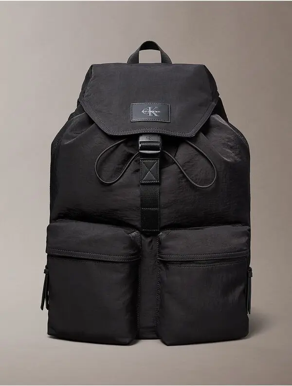 Calvin Klein Nylon Top Flap Backpack - Black