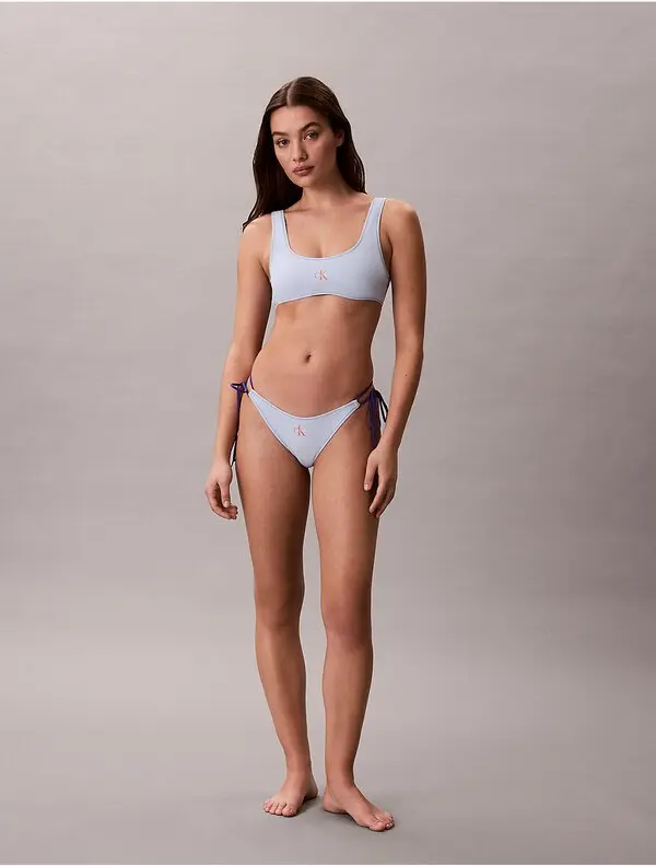 Calvin Klein Monologo Side Tie Bikini Bottom - Breezy Blue