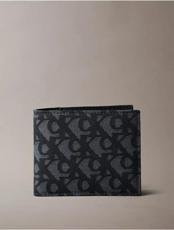 Calvin Klein Allover Monogram Bifold Wallet - Black Aop
