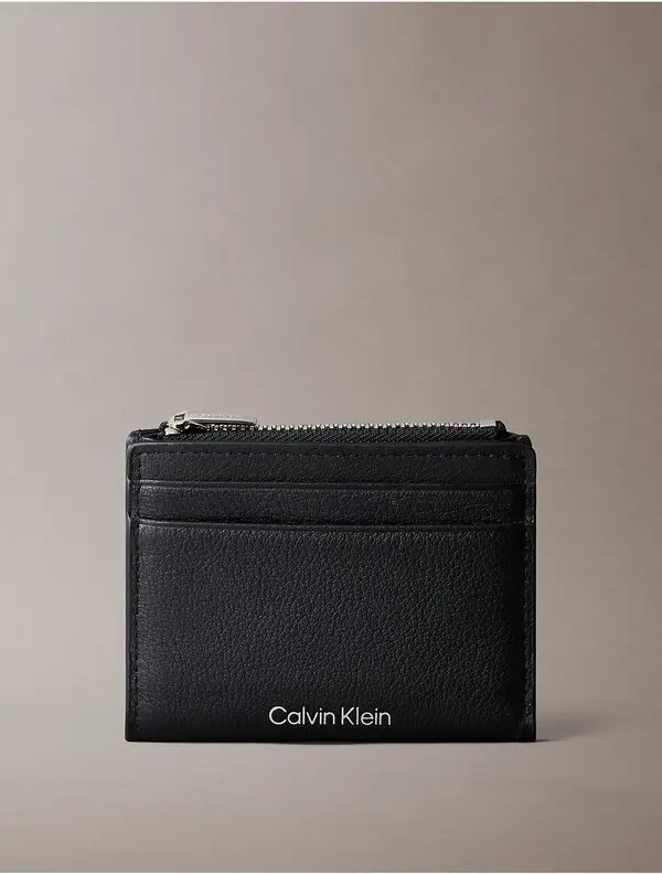 Calvin Klein Pebble Grain Leather Card Case - Black