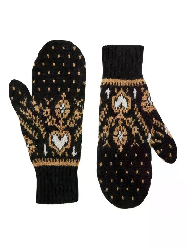 Khaite Fair Isle Gloves - Black