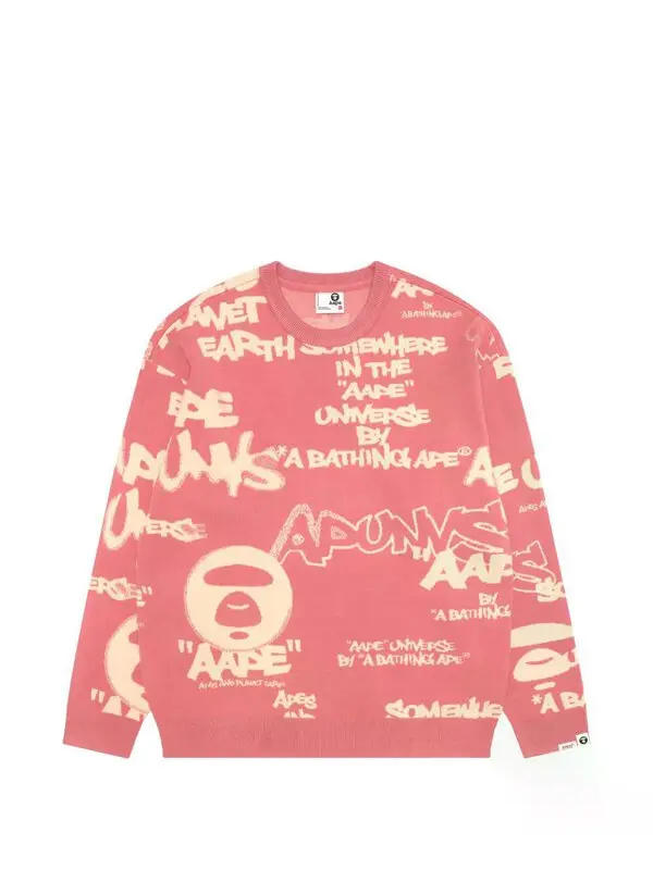 AAPE BY *A BATHING APE Logo Crew-neck Sweater - Pink