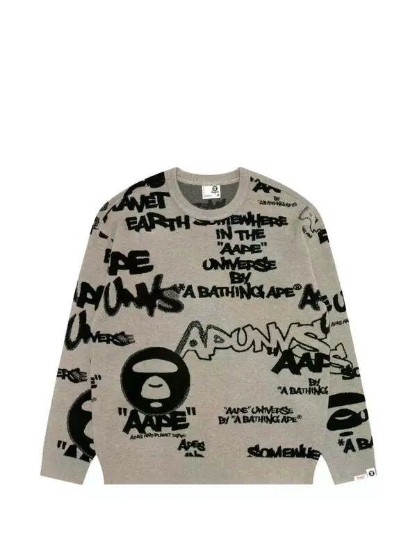 AAPE BY *A BATHING APE Logo Crew-neck Sweater - Neutrals