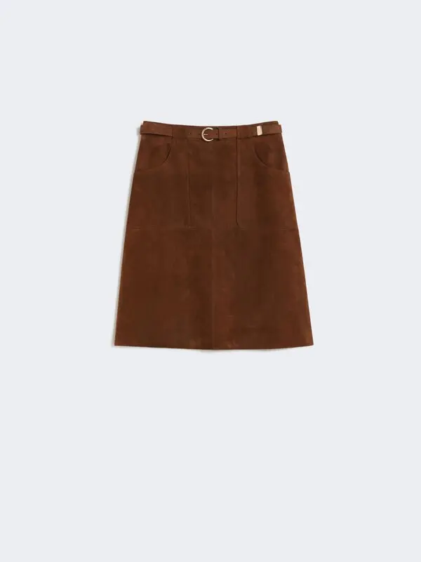 Max Mara Suede A-line Midi Skirt - Chocolate