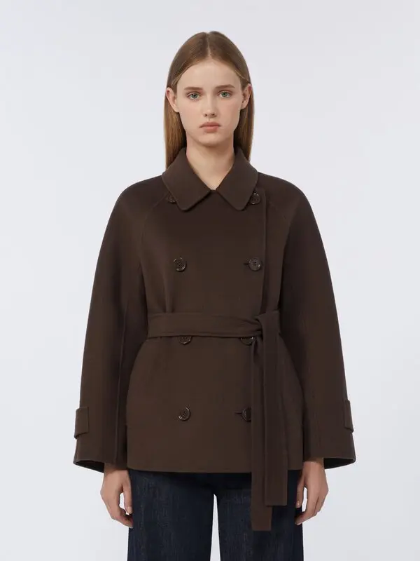 Max Mara Pure Wool Cropped Coat - Chocolate
