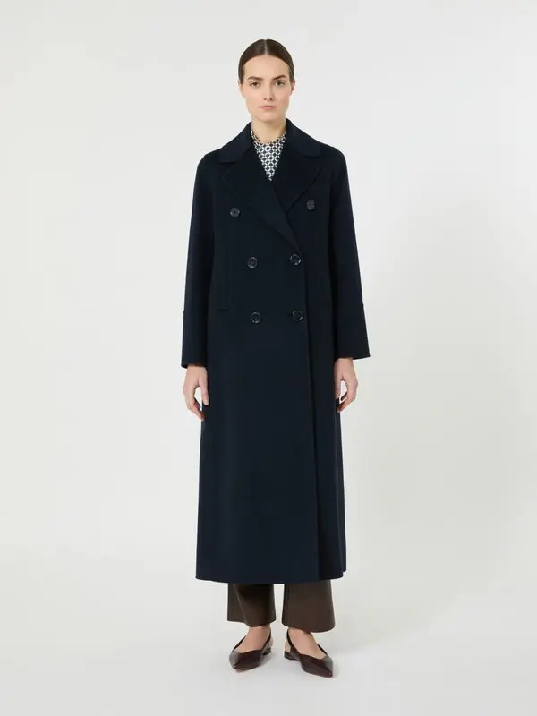 Max Mara Long Double-breasted Wool Coat With Half-belt Detail - Midnightblue