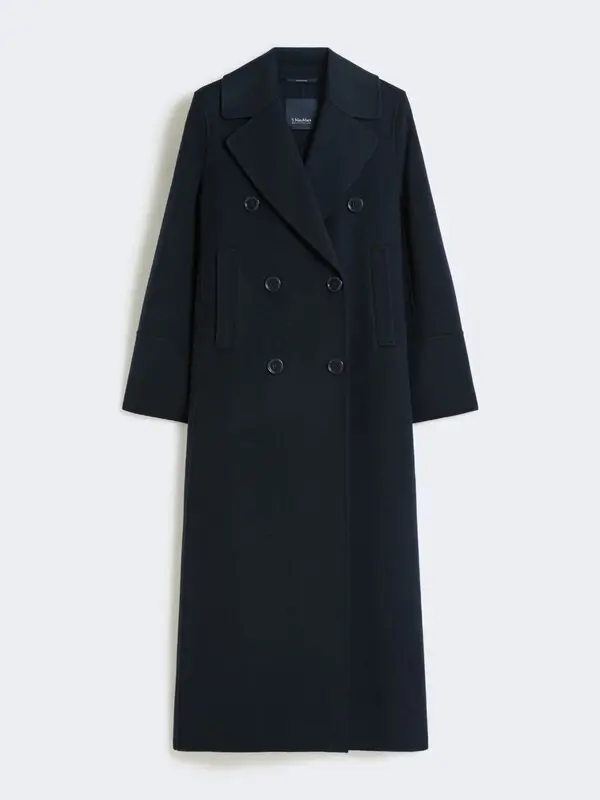 Max Mara Long Double-breasted Wool Coat With Half-belt Detail - Midnightblue