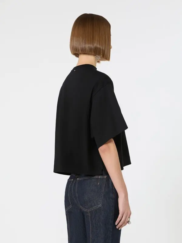 Max Mara Cotton T-shirt With Ribbed Crater Neck