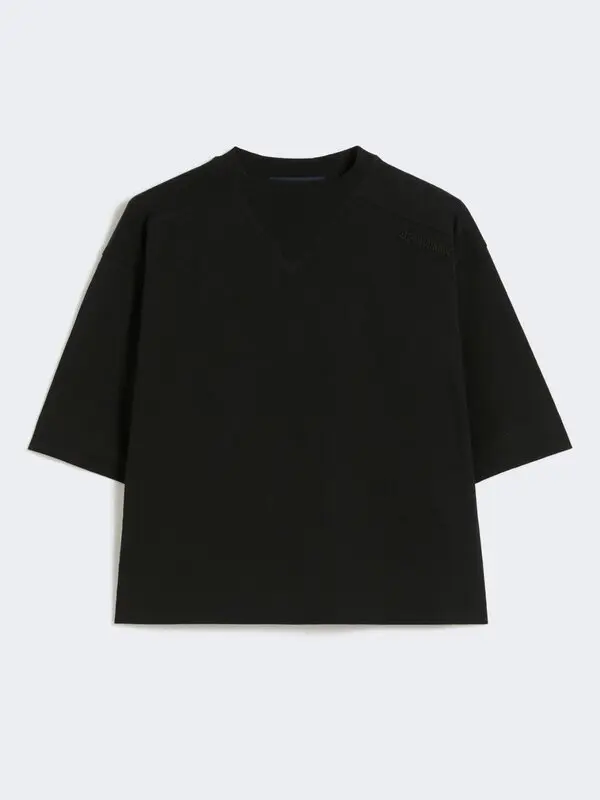 Max Mara Cotton T-shirt With Ribbed Crater Neck