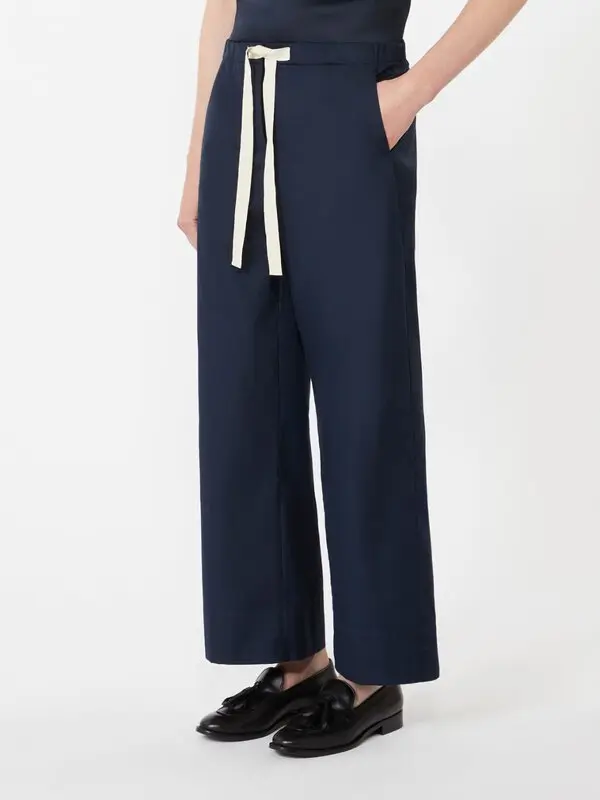 Max Mara Cotton Drawstring Trousers - Midnightblue