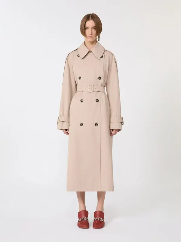 Max Mara Long Water-repellent Twill Trench Coat