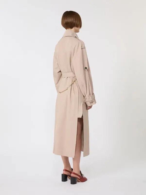 Max Mara Long Water-repellent Twill Trench Coat