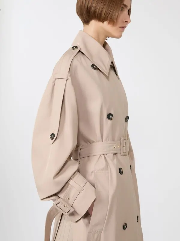 Max Mara Long Water-repellent Twill Trench Coat