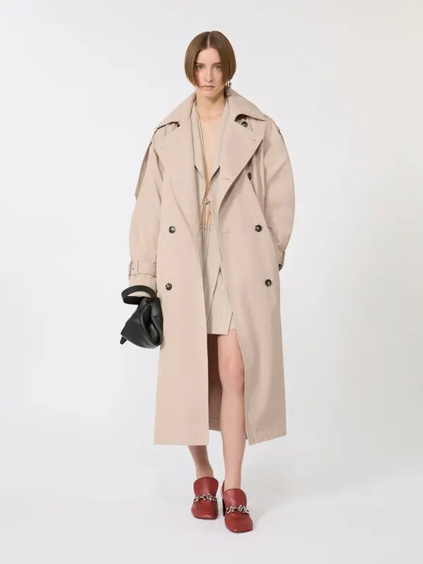 Max Mara Long Water-repellent Twill Trench Coat