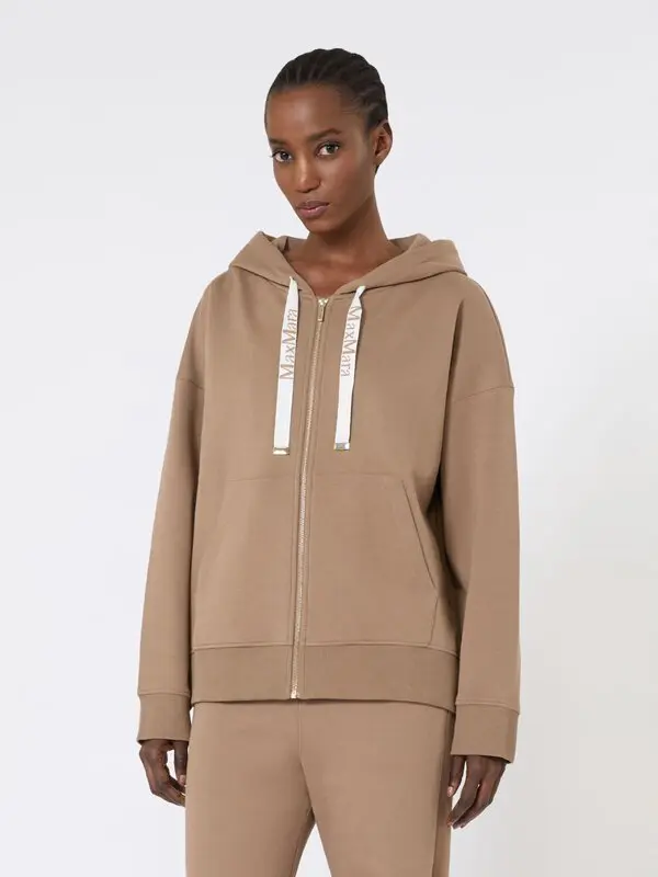 Max Mara Technical Jersey Zip-up Sweatshirt - Camel