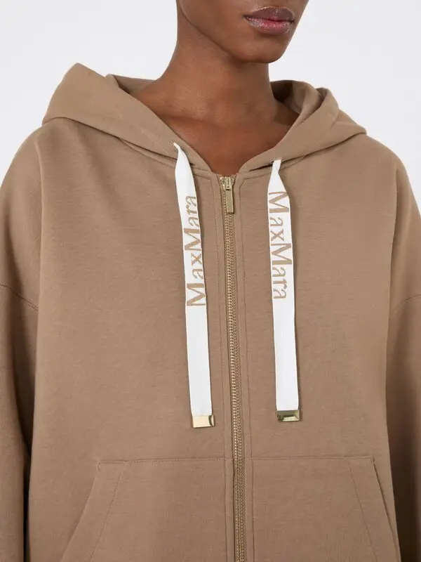 Max Mara Technical Jersey Zip-up Sweatshirt - Camel