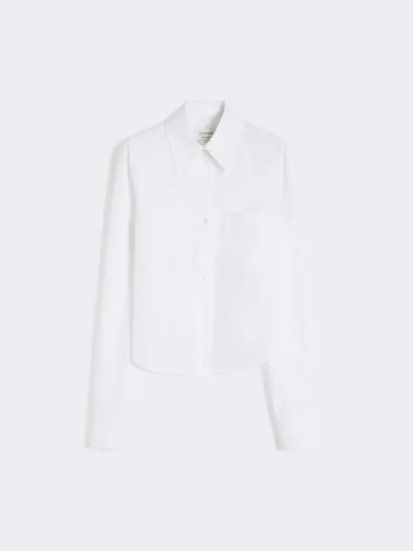 Max Mara Cotton Cropped Shirt With Pleated Back
