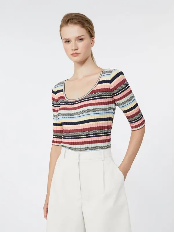 Max Mara Stretch Viscose Ribbed Knit Jumper