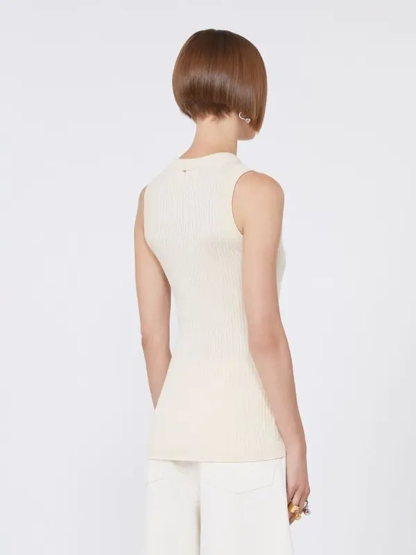 Max Mara Cotton Rib-knit Tank Top - Ecru