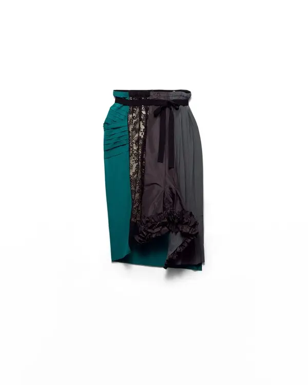 Prada Technical Taffeta Patchwork Skirt - Grey