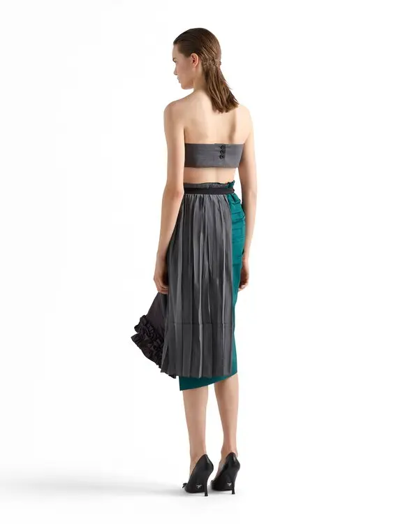 Prada Technical Taffeta Patchwork Skirt - Grey
