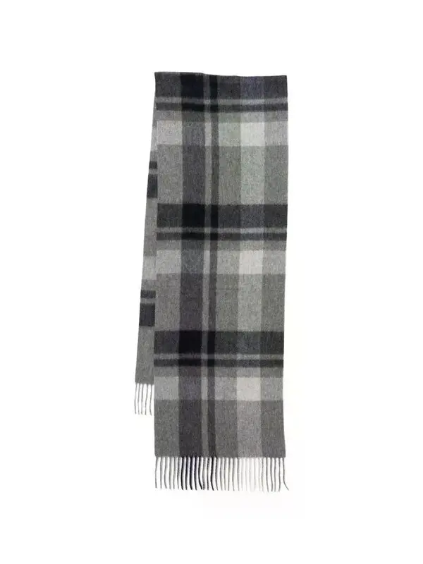 N.peal Checked Cashmere Scarf - Grey