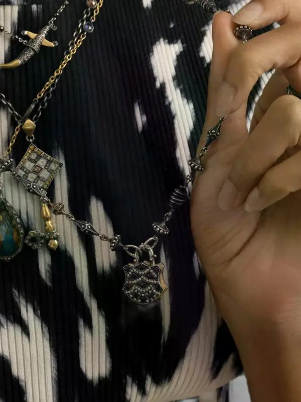 SEVAN BIÇAKÇI Embellished Sapphire And Diamond Padlock Pendant - Silver