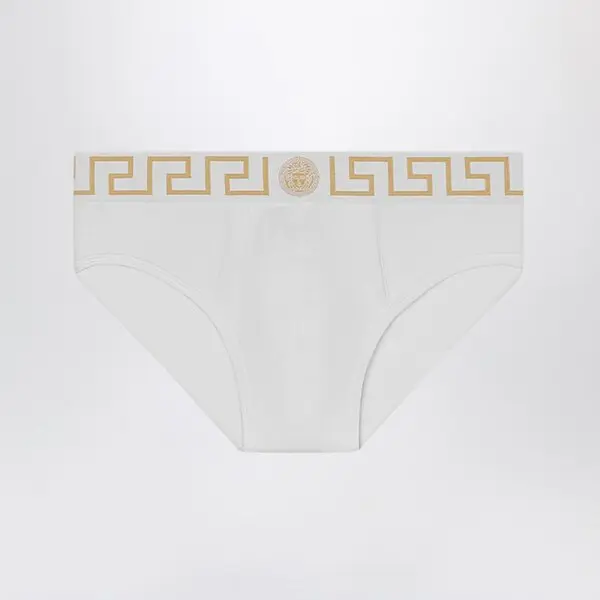 Versace Briefs With Greca Border - White