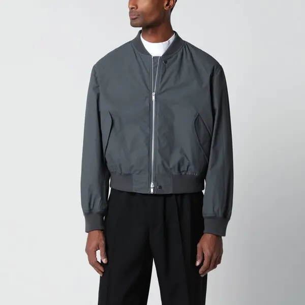 JIL SANDER Cotton Zip-up Bomber Jacket - Grey