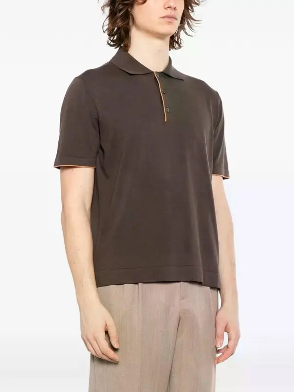 Canali Knitted Polo Shirt - Brown