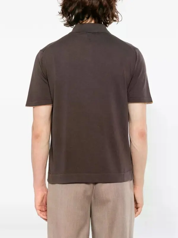 Canali Knitted Polo Shirt - Brown