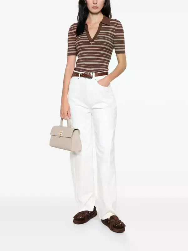 Sandro Striped V-neck Polo Sweater