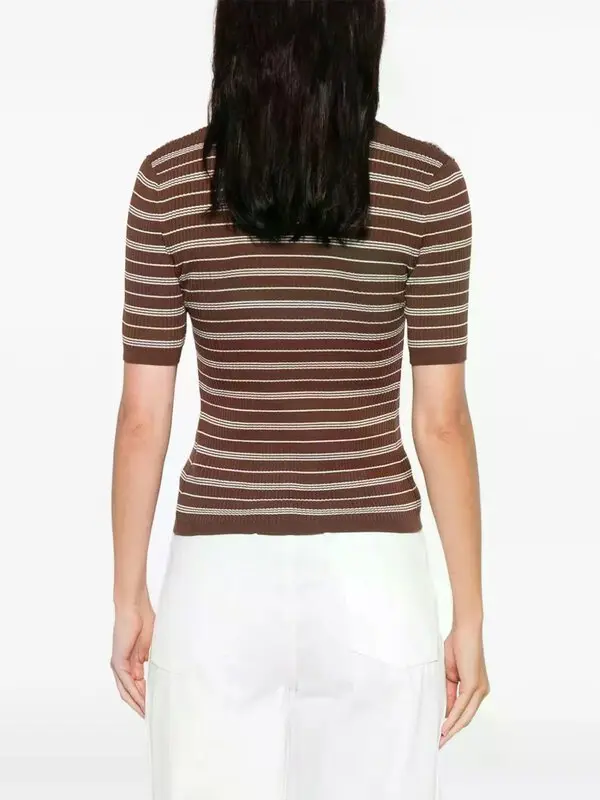 Sandro Striped V-neck Polo Sweater