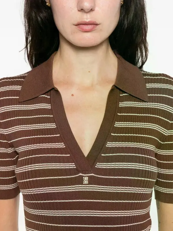 Sandro Striped V-neck Polo Sweater