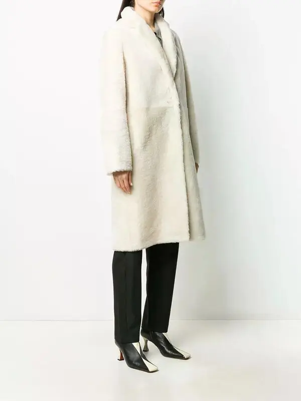 YVES SALOMON Fitted Single-breasted Shearling Coat