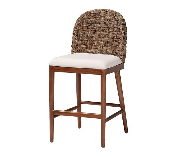 BALI & PARI Denver Brown Wood And Seagrass Coun Ter Stool - One-color