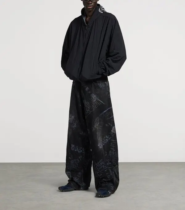Balenciaga Washed Crayon Wide-leg Jeans - Black