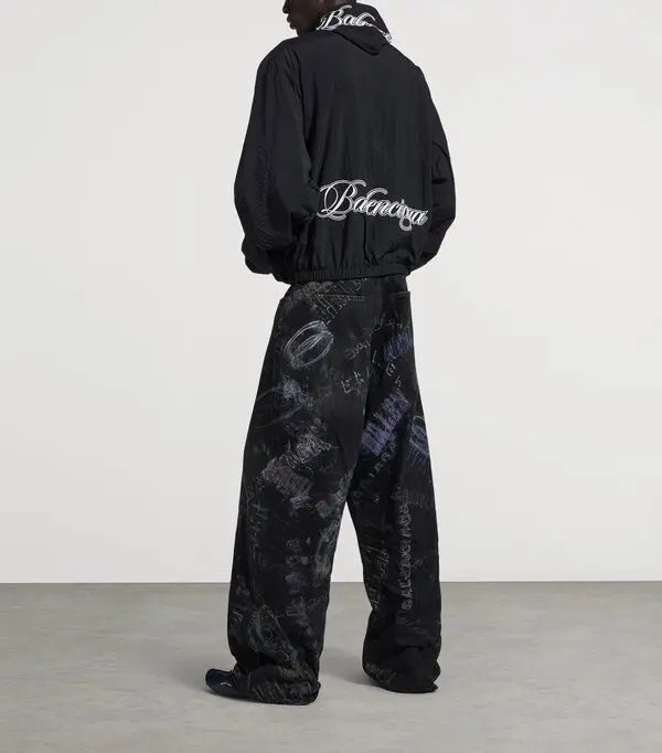 Balenciaga Washed Crayon Wide-leg Jeans - Black