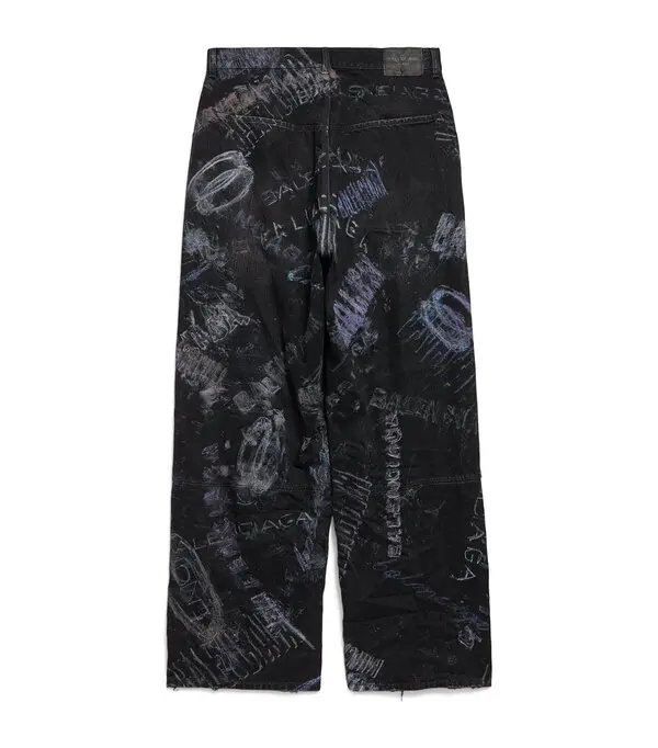 Balenciaga Washed Crayon Wide-leg Jeans - Black