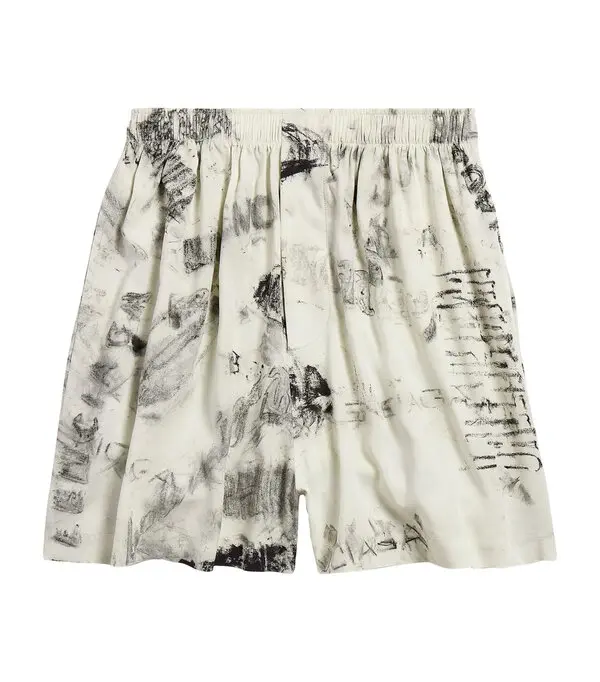 Balenciaga Washed Crayon Print Shorts - Grey